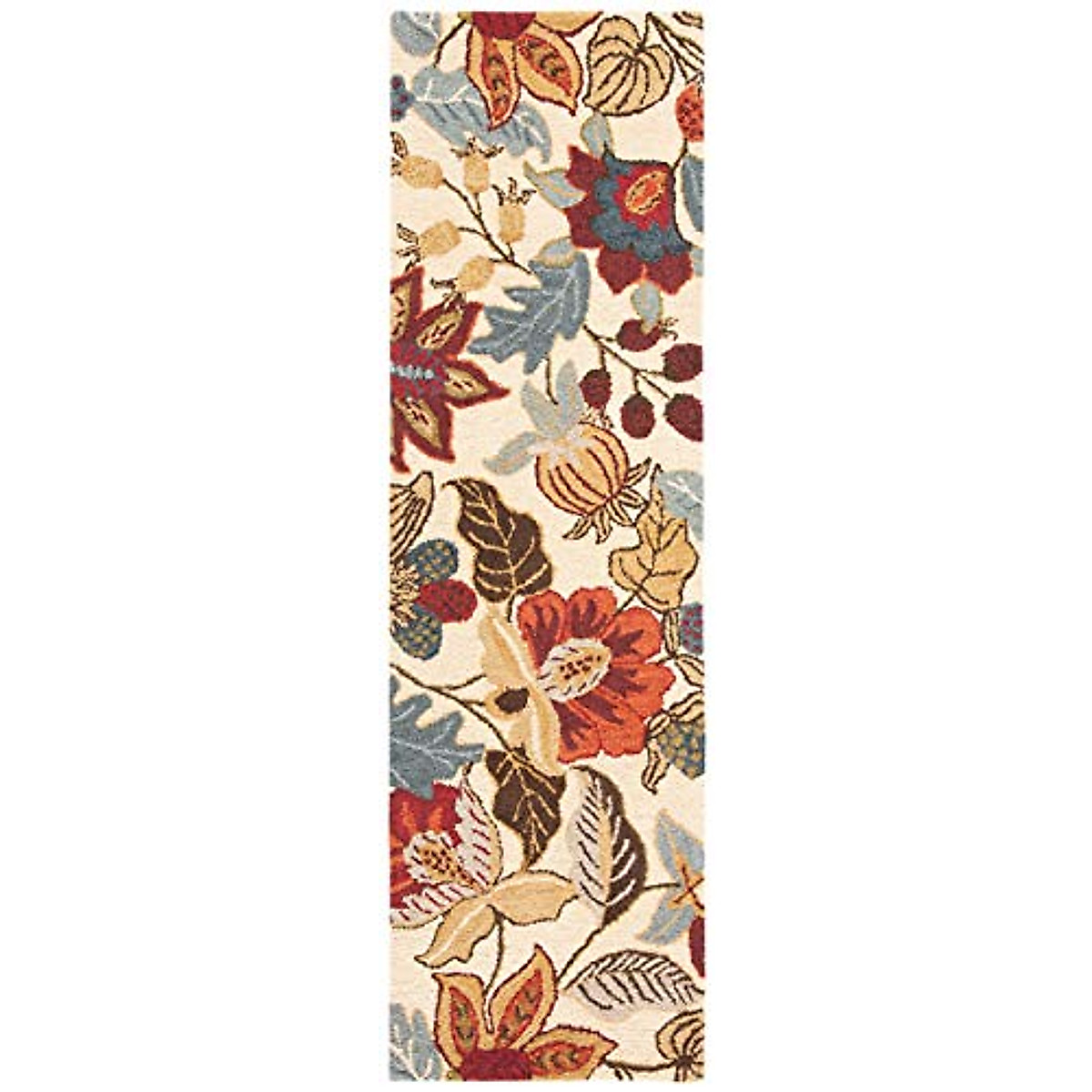 SAFAVIEH Jardin Collection Runner Rug - 2'3" x 8', Beige & Multi, Handmade Floral Wool, Ideal for High Traffic Areas in Living Room, Bedroom (JAR952A)