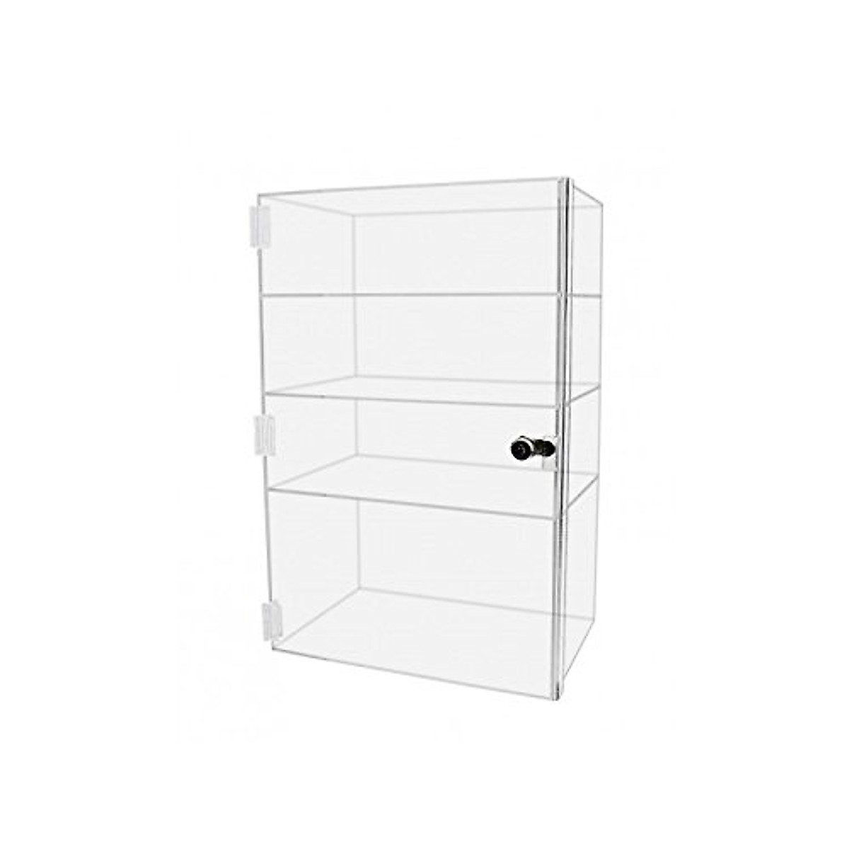 Marketing Holders Acrylic Locking Vertical Cabinet with Keys 12" x 7.88" x 19" Clear Tall Countertop Locker One Piece No Assembly Cupboard with Swinging Door for Retail Merchandise