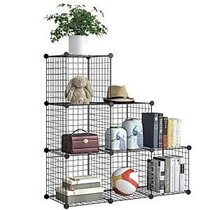 BRIAN & DANY Metal Wire Storage Cubes, DIY 9-Cube Closet Cabinet and Modular Shelving Grids, Wire Mesh Shelves and Rack, Black