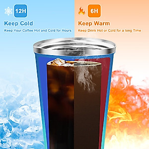 JTRYEMU Travel Mug 12 oz Insulated Coffee Cup with Lid, Reusable Leak Proof Tumbler, Stainless Steel Vacuum Gradient Colorful Thermos Cup, Thermal Keeps Cold and Hot for Coffee/Tea