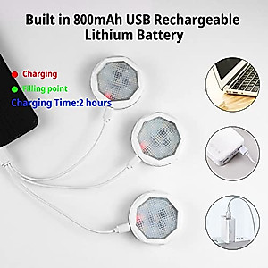 UYICOO LED Puck Lights with Remote Control, Wireless Color Changing Dimmable Under Cabinet Lighting, 3500K USB Rechargeable Battery Lights with Timing, Under Counter Lights for Closet