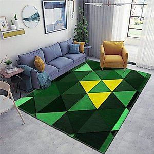 Triforce Quest Green Area Rugs Non-Slip Floor Mat Doormats Home Runner Rug Carpet for Bedroom Indoor Outdoor Kids Play Mat Nursery Throw Rugs Yoga Mat