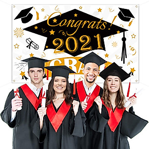 Graduation Banner for Class of 2022 - Graduation Party Supplies Large 73” x 45” Backdrop with 12pcs Balloons 18pcs Hanging Swirls String Graduation Decorations Kit Congrats Grad Indoor Outdoor