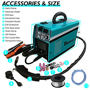 TTAMPLAR MIG Welder - 4 in 1 Flux MIG/Solid Wire/Stick ARC/Lift TIG 135D Gas/Gasless welding, 110V&220V Dual Voltage IGBT Inverter Welding Machine