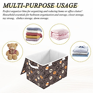 MFTJYO Halloween Cute Pumpkin Skull Cat Storage Bin with Lid Foldable Storage Box Washable Fabric Storage Cubes Bin Organizer Basket Closet for Home Bedroom Closet Nursery Office