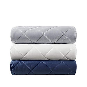 Beautyrest Luxury Quilted Weighted Blanket Ultra Soft Warm Mink with Glass Beads Filling and Zipper Cover Relaxing Pressure Relieving, 60X70-12Lbs, Grey