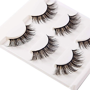 3D False Eyelashes Extensions 3 Pairs Long Lashes Strip with Volume for Women's Makeup Handmade Soft Fake Eyelash