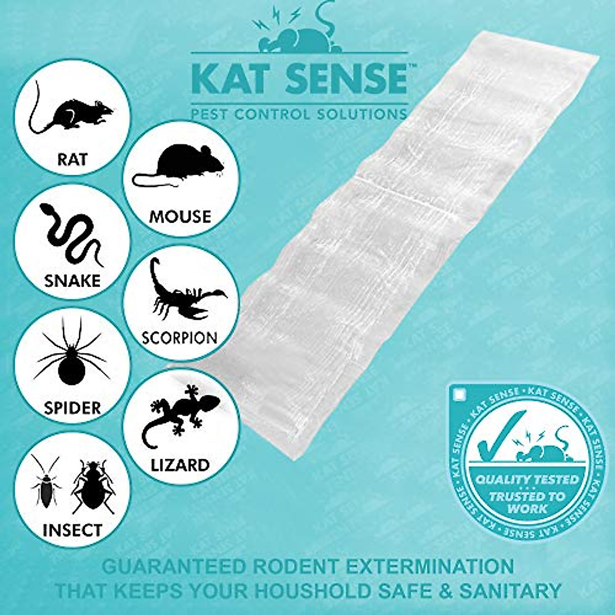 Kat Sense Sticky Rat Traps 'N Mouse Glue Traps That Work for Trapping Snakes Spiders Roaches N Other Rodents, 2 XL Large Heavy Duty Clear Pre Baited Mats, Indoor Outdoor Non Multi Catch Pest Trap