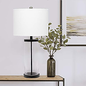 Elegant Designs LT3323-BLK Modern Coastal Style Enclosed Clear Glass Metal Table Lamp, Black