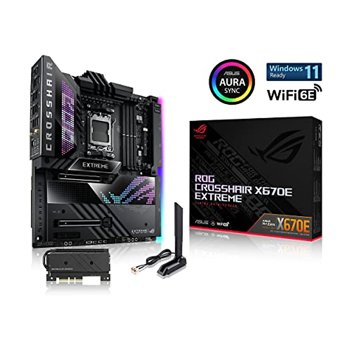 ASUS ROG Crosshair X670E Extreme(WiFi 6E) Socket AM5(LGA 1718) Ryzen 7000 EATX Gaming Motherboard(20+2 Power Stages, PCIe® 5.0, DDR5, 5xM.2 Slots,USB 3.2 Gen 2x2 Front-Panel,USB4™ Ports,Anime Matrix)