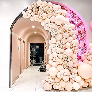 Double Layer Beige Balloons Different Sizes 18In 12In 5In Ivory White Blush Balloon Garland Pastel Cream Latex Balloon Arch Kit for Boho Baby Shower Birthday Wedding Bridal Shower Gender Reveal Party