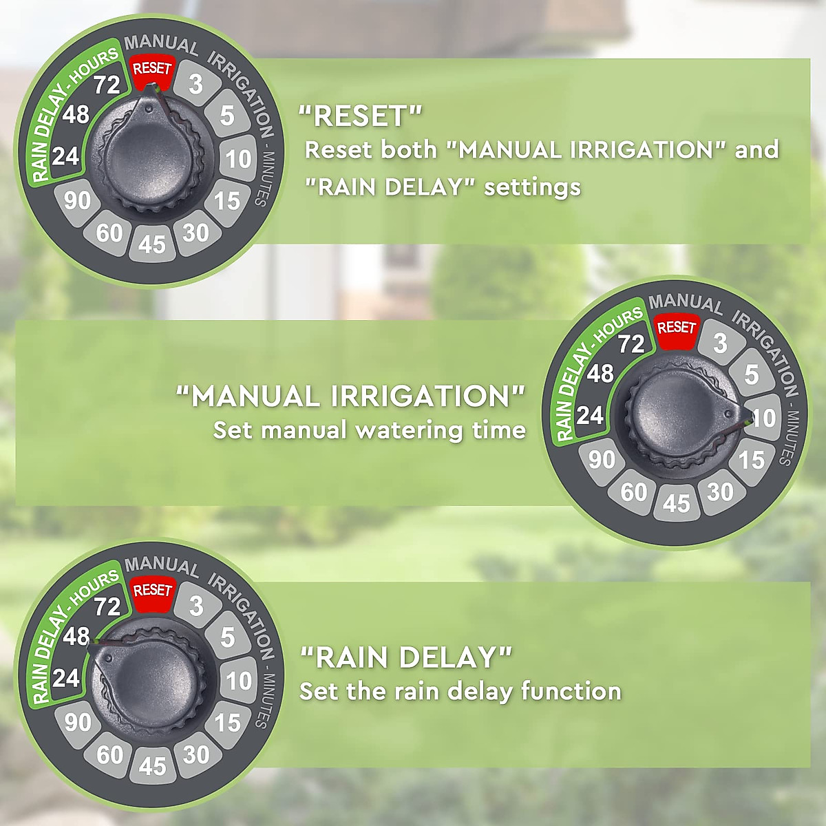 Moistenland Sprinkler Timer, Hose Timer, Lawn & Garden Watering Equipment, Programmable Water Timer with Rain Delay/Manual/Automatic Irrigation System, IP54 Waterproof