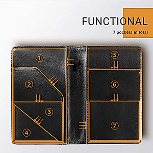 Mymazn Black Server Books for Waitress Book Waiter Book Server Booklet Restaurant Waitstaff Organizer, Serving Book Guest Check Book Holder Money Pocket Fits Server Apron (Black)