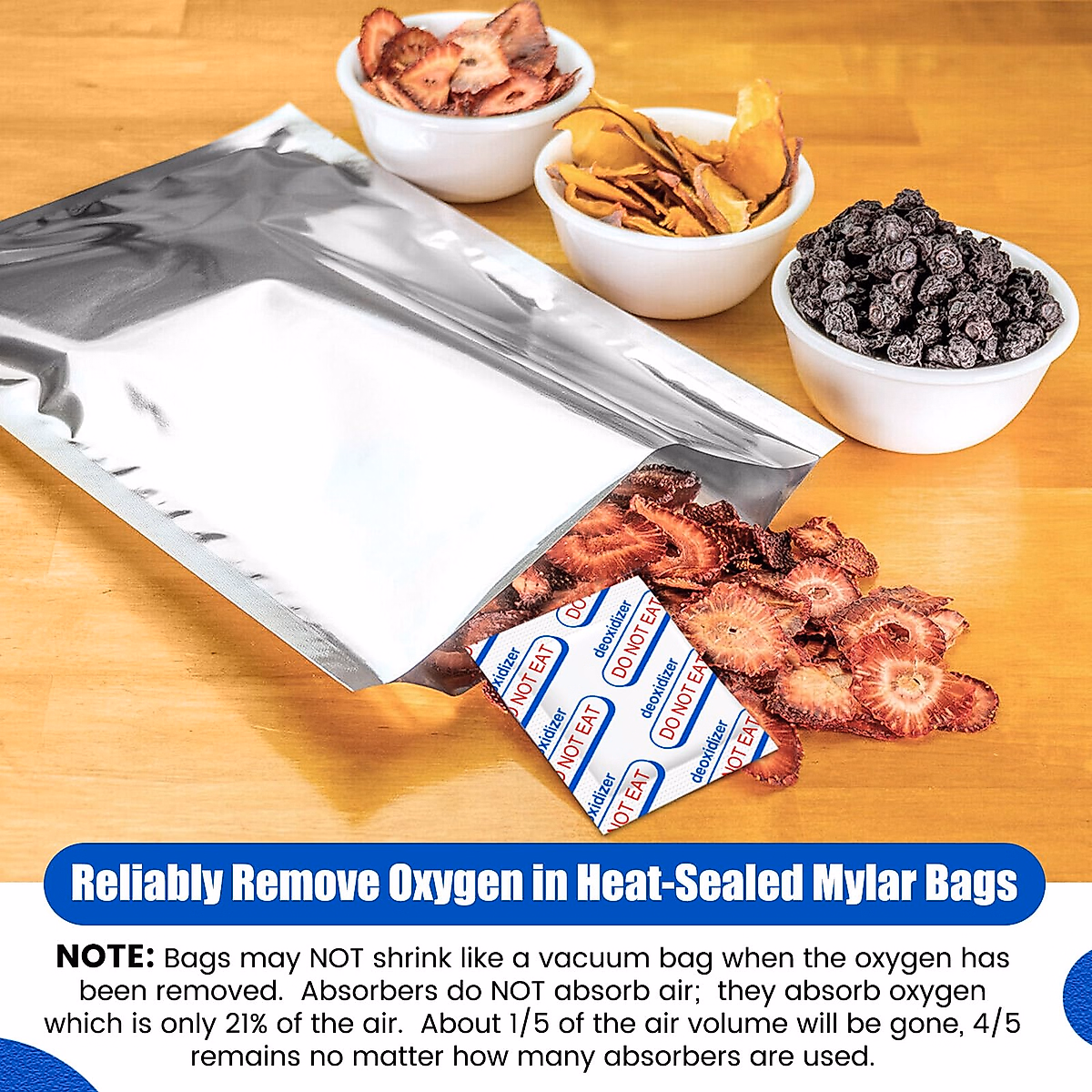 Lidisanita 400CC Oxygen Absorbers for Long Term Food Storage, 100 Count (10 Packs of 10) - Food Grade for Mylar Bags, Airtight Containers, Freeze Dryer & Dehydrator, White