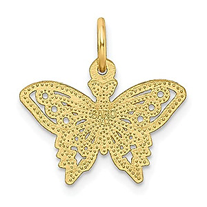 IceCarats 14K Yellow Gold Butterfly Wings Necklace Charm Pendant 18mm x 17mm Only