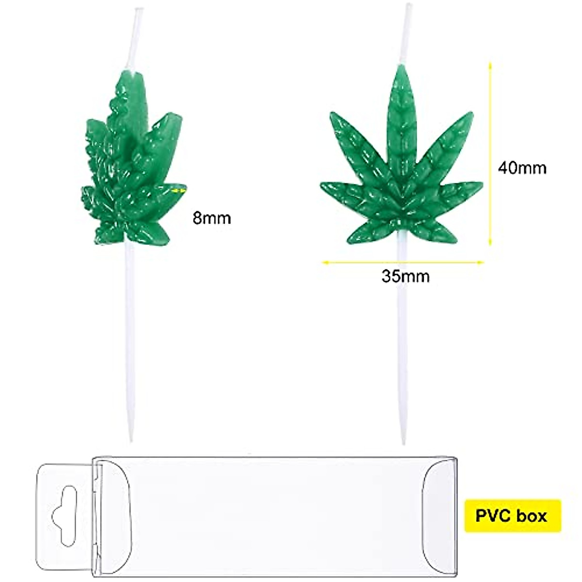 Lothee 5 Pieces Leaf Shape Candles Weed Leaf Cupcake Candles Pot Leaf Tealight Candles for Birthday Anniversary Celebrations Party Supplies