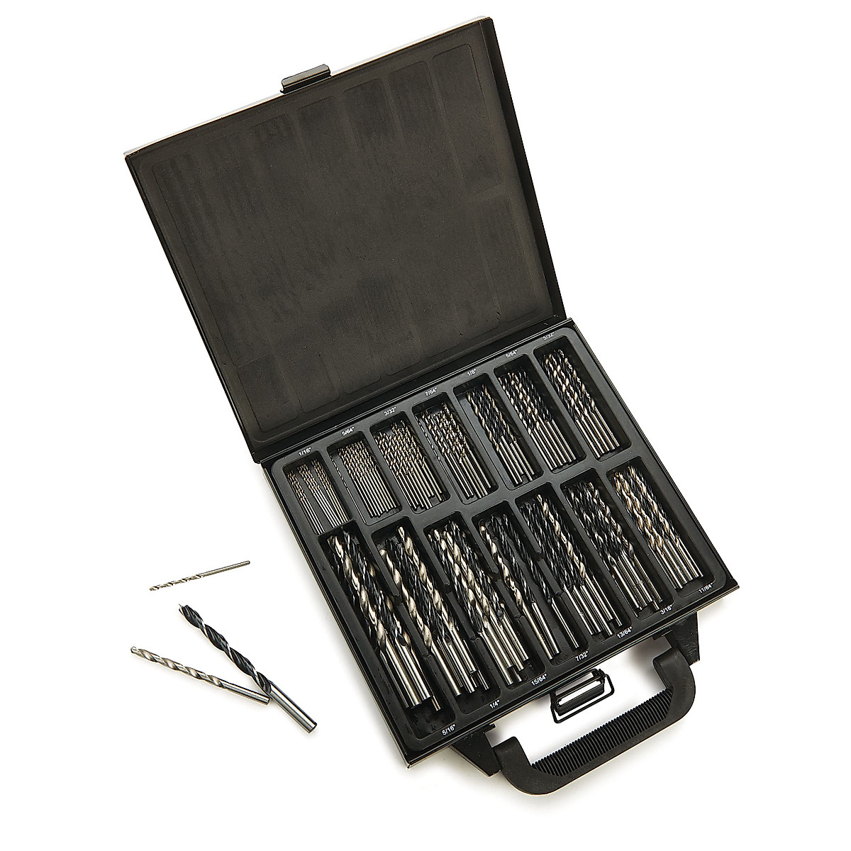 WOODRIVER 100-Piece Combo Brad Point and Twist Drill Bit Box