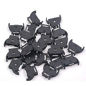 LampVPath (Pack of 25 CR2032 Battery Holder, Coin Cell Button Socket Holder Case, CR2032 Coin Cell Button Battery Holder with 3 Pin Solder Mounting Lead