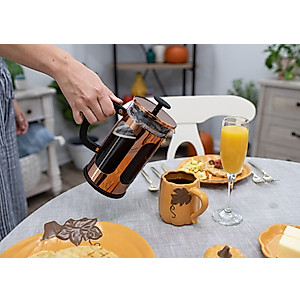 Nat & Jules Pumpkin Shaped 12 ounce Ceramic Coffee Mugs: Perfect for Halloween, Thanksgiving and Fall Kitchen & Home Collections - Set of 2, Orange