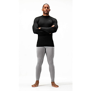 DEVOPS 2 Pack Men's Thermal Turtle Mock Neck Shirts, Compression Long Sleeve Tops (Medium, Black/Black)