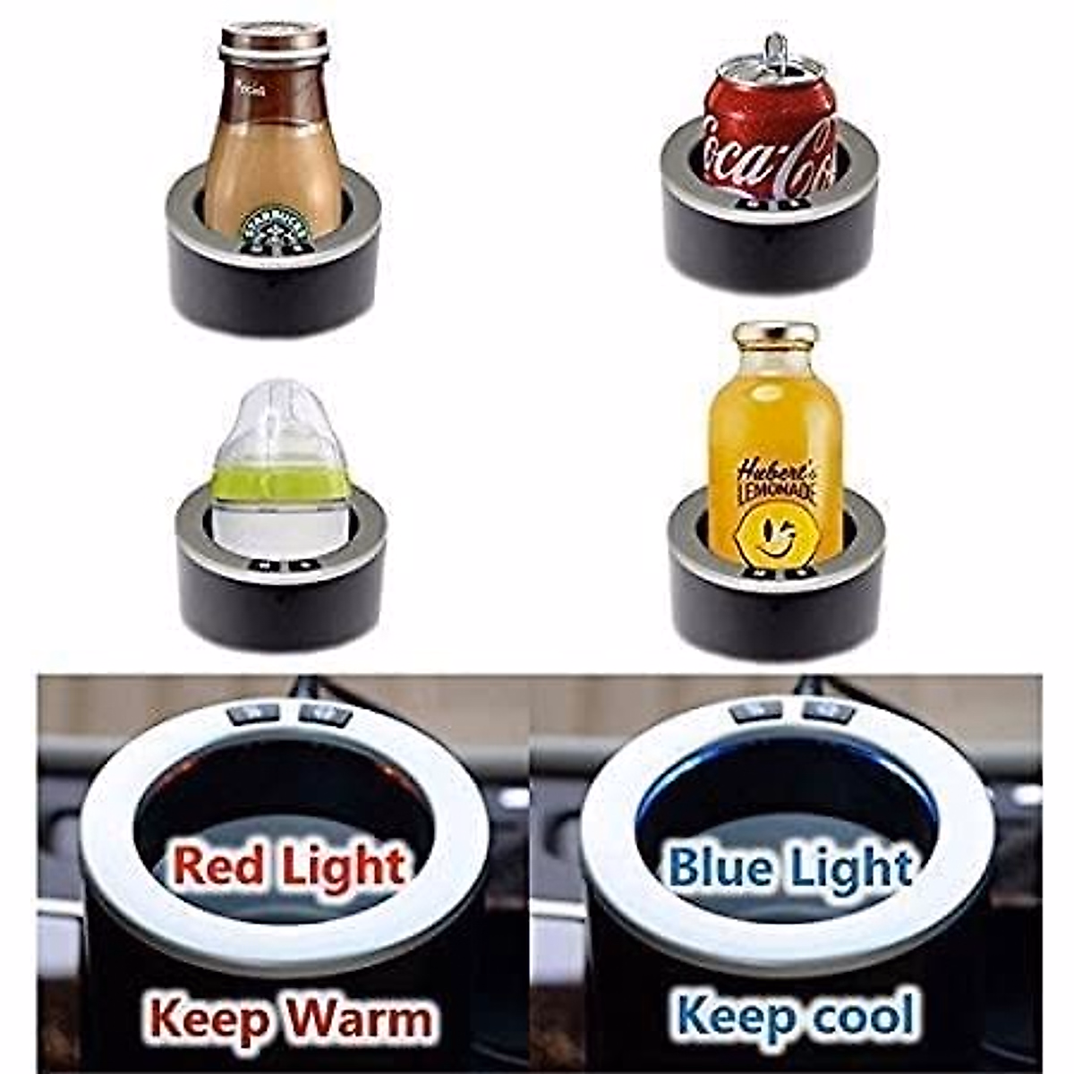 BFYCHYC Premium 2-in-1 Car Cup Warmer Cooler Smart Car Cup Mug Holder | Perfect Car Tumbler Holder for Commuter / Road Tripper Present (Black and Silver), HEB-01