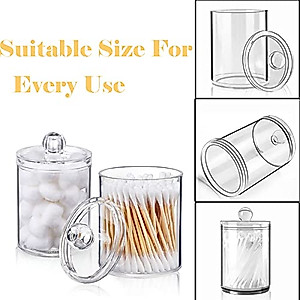 XIYUEDHHYX 3 Pack Plastic Acrylic Bathroom Vanity Canister Jars with Storage Lid, Creative Lotus Cotton Swab Apothecary Jars, Qtip Holder Makeup Organizer for Cotton Balls,Swabs,Pads,Bath Salts…