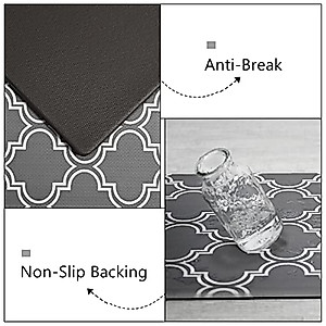 Keeko Kitchen Mat, 20''x39'' Cushioned Anti-Fatigue Floor Mat, Heavy Duty PVC Ergonomic Comfort Standing Foam Mat for Kitchen, Floor Home, Office, Sink, Laundry, Grey