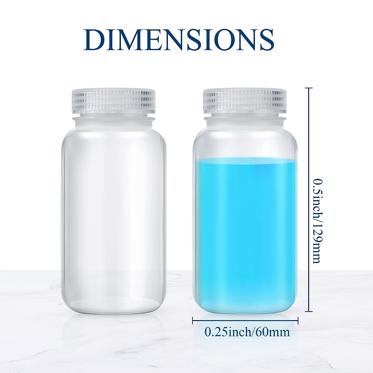 Tatuo 24 Pcs 8oz United Scientific 250ml Plastic Bottles Sample Bottle Wide Mouth Reagent Bottle Lab Reagent Bottle with Lids PP Sample Bottles Translucent Plastic Bottles for Laboratories