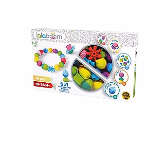 Lalaboom 36 Piece Baby Toddler Beads – Montessori Educational Shape and Color STEM Construction Toy 10 Months to 3 Years - BL300, Multicolor