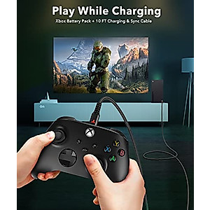 Controller Battery for Xbox One/Xbox Series X S with 3M USB C Charging Cable and Micro USB Adapter Rechargeable Battery Kit Play and Charge Xbox Accessory, XBOX-SB02