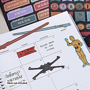Star Wars x Erin Condren Classic Sticker Book - 254 Stickers Total. 12 Mixed Metallic Sticker Sheets. 5" x 7.75". Fun and Functional Star Wars Designs by Erin Condren.