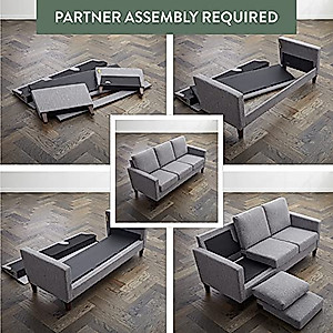 Edenbrook Archer Upholstered Couch – Couches for Living Room - Camel Faux Leather Couch - Living Room Furniture - Small Couch - Seats Three - Straight Arm Modern Couch, Sofa