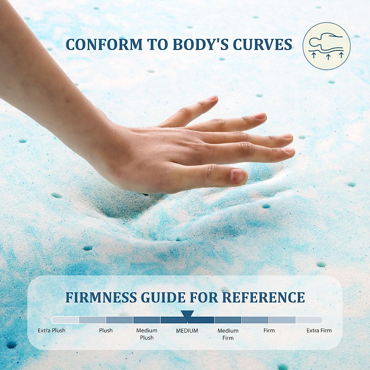 EGO Topper 3 Inch Twin Memory Foam Mattress Topper, Gel Foam Mattress Topper for Pressure Relief, Ventilated Design Bed Topper in a Box, CertiPUR-US Certified, 38"×75", Medium