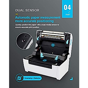 with U Disk (Driver.Software, Video are in U Disk) Label Maker Printer Thermal Barcode Shipping Printer Bluetooth and USB 110mm 4X6 Shipping Sticker Label Printer 4 inch (USB+Bluetooth Port)