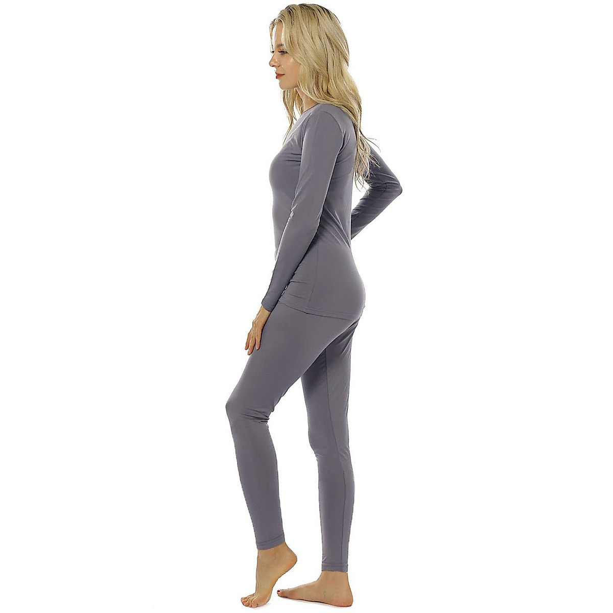 ViCherub 2 Sets Women's Thermal Underwear Set Long Johns with Fleece Lined Ultra Soft Top & Bottom Base Layer Thermals for Womens Black & Gray Medium