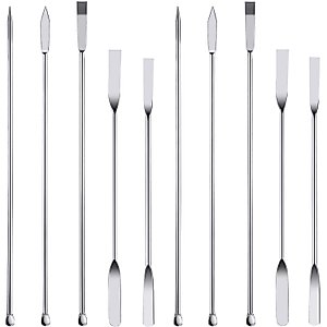 10 Pieces Stainless Steel Lab Spatula Micro Sampling Scoop Double Ended Mixing Spoon Laboratory Measuring Spoon for Powders Gel Cap Filler