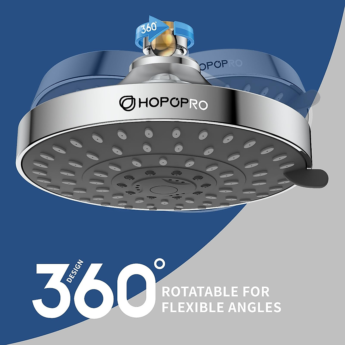 HOPOPRO 5-Mode High Pressure Shower Head - High Flow Fixed Showerheads Bathroom Rain Showerhead (6 Inch Chrome)