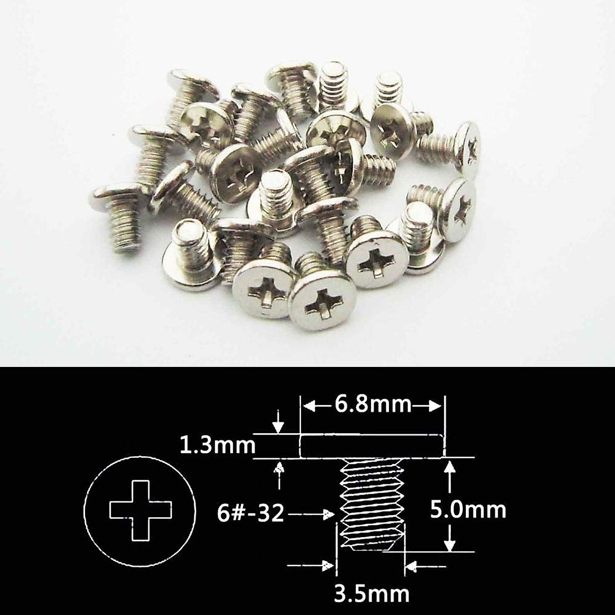25pcs Silvery Flat Round Wafer Head Screw Bolt 6-32 * 5mm for PC Case Hard Drive HDD Power Supply PSU Mount Computer F