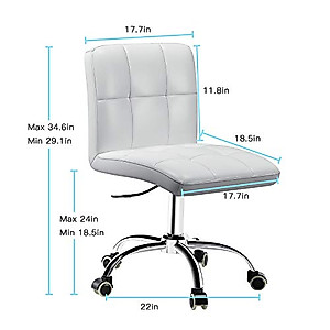 OUTMASTER 360° Office Desk Chair,PU Adjustable Rolling Task Chair with Backrest for Barber,Office,Home, Computer,360° Swivel,Armless