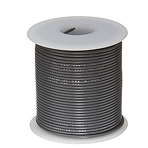 Remington Industries 22UL1015STRGRA 22 AWG Gauge Stranded Hook Up Wire, 100 feet Length, Gray, 0.0253" Diameter, UL1015, 600 Volts