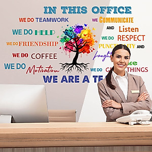 Office Inspirational Wall Decals Office Wall Decor for Office Quotes Positive Sayings Peel and Stick Office Stickers Motivational Teamwork Wall Decals Company Art We are A Team Gift (Elegant Style)