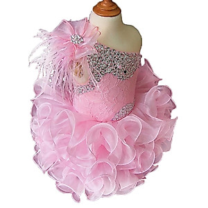 Jenniferwu G095 Infant Toddler Baby Newborn Little Girl's Pageant Party Birthday Dress Pink Size 9-12M