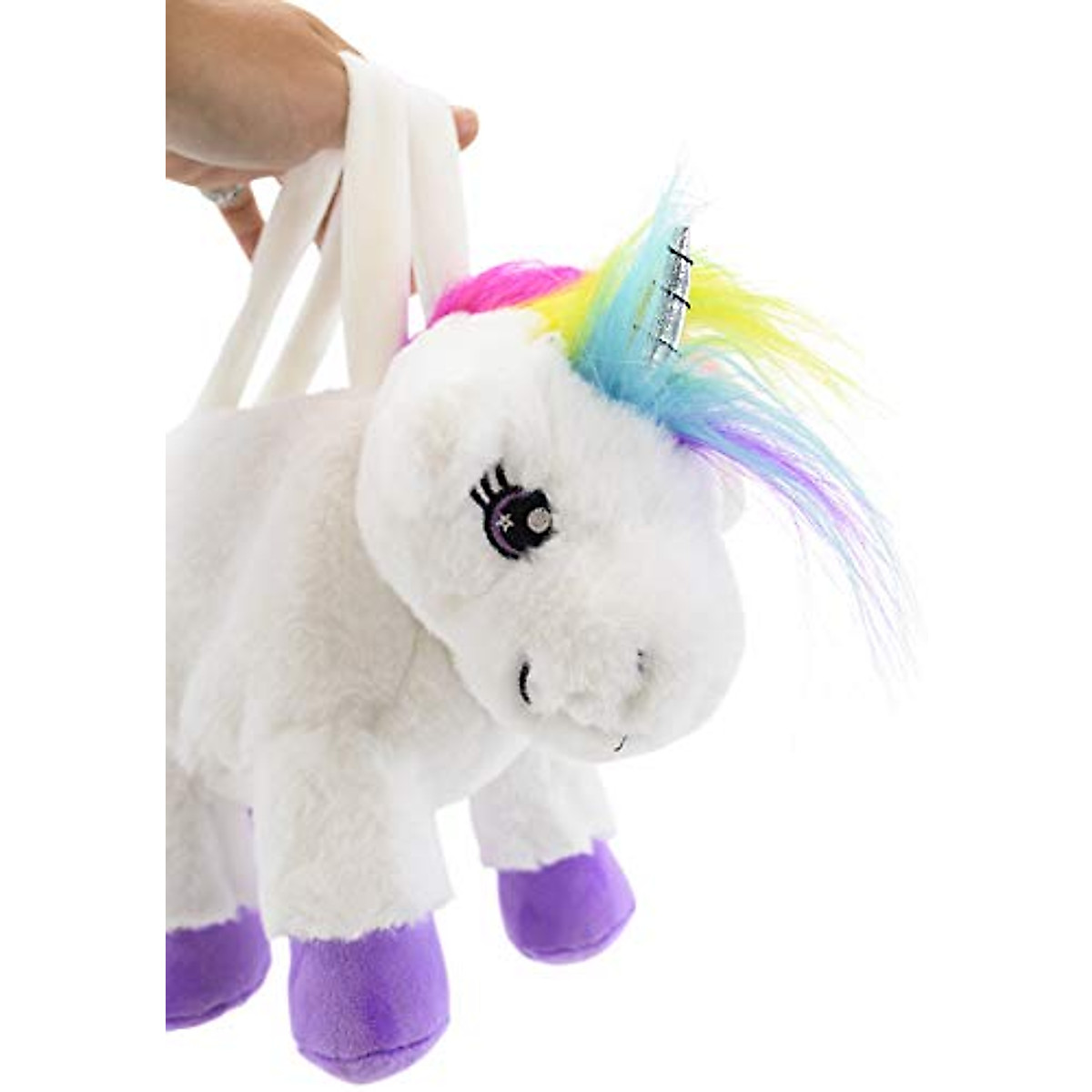 PLUSHIBLE BRIDGING MILES WITH SMILES Plush Unicorn Purse - Soft, Fluffy, Functional Stuffed Unicorn Purse for Kids - Cute Stuffed Animal Unicorn Toy