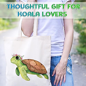 Sieral 2 Pieces Turtle Gifts for Women Turtle Lover Gifts Travel Cosmetic Bags Turtle Portable Makeup Zipper Pouch and Canvas Tote Bag Reusable Turtle Gifts for Girl Woman Lady