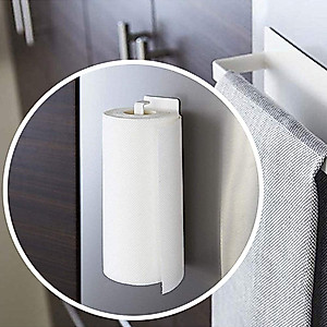 Magnetic Towel Bar, Kitchen Towel Rack Magnetic Paper Towel Holder for Refrigerator Multifunctional Paper Roll Rack Cabinet Towel Bar for Bathroom, Toilet, Drill Free - White