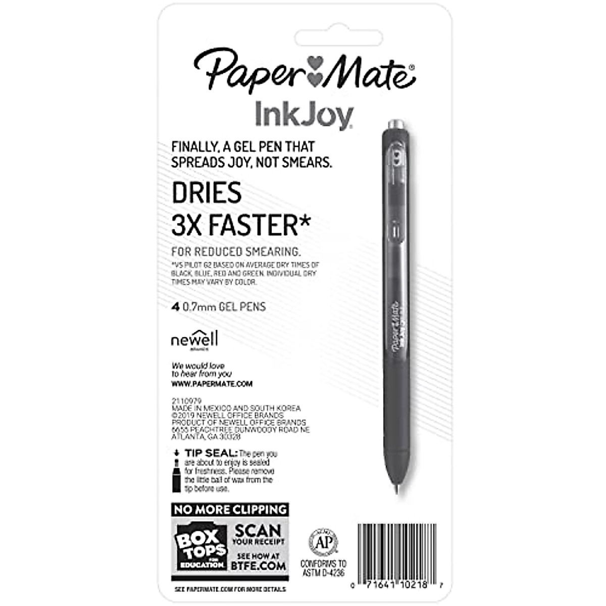 Paper Mate InkJoy Gel Pens, Medium Point, Black, 4 Count