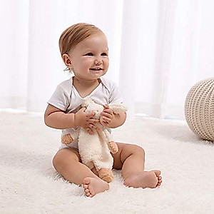 Apricot Lamb Stuffed Animals Security Blanket White Bunny Rabbit Infant Nursery Character Blanket Luxury Snuggler Plush(White Bunny, 10 Inches)