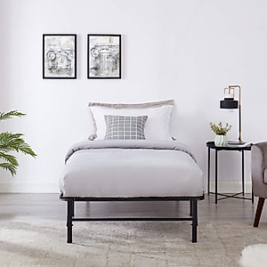 IdealBase 14" Twin Bed Frame Heavy Duty Foldable Bed Frame Folding Bed Frame with Steel Metal Slats Mattress Foundation Box Spring Replacement 600lbs Capacity Platform Bed Twin Bed Frame Size, Black