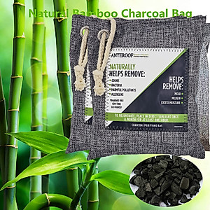 3 Pack Bamboo Activated Charcoal Odor Absorber, Bamboo Charcoal Air Purifying Bag, Activated Charcoal Odor Absorber for Closet,Pets,Shoe, Car, Basement Musty Odor Eliminator Deodorizer( 3x200g each)