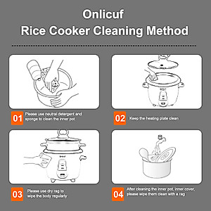 Onlicuf 3 Cups Uncooked 6 Cups Cooked Rice & Grain Cooker with Aluminum Food Steamer, Nonstick Pot, Multicooker, Automatic Keep Warm Function,Resettable Overheat Protection,BPA-free,White